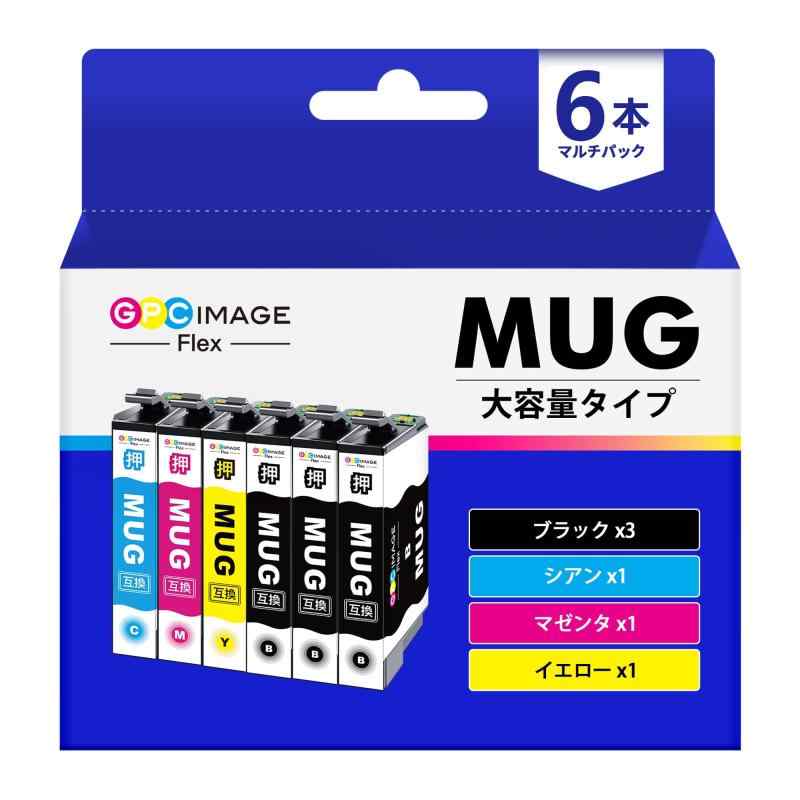 GPC Image Flex エプソン 用 インク マグカップ MUG-4CL EPSON 対応 インクカートリッジ マグカップ MUG 4色パック + MUG-BK 黒*2（合計6本セット）エプソン 用 EW-452A EW-052A イ...