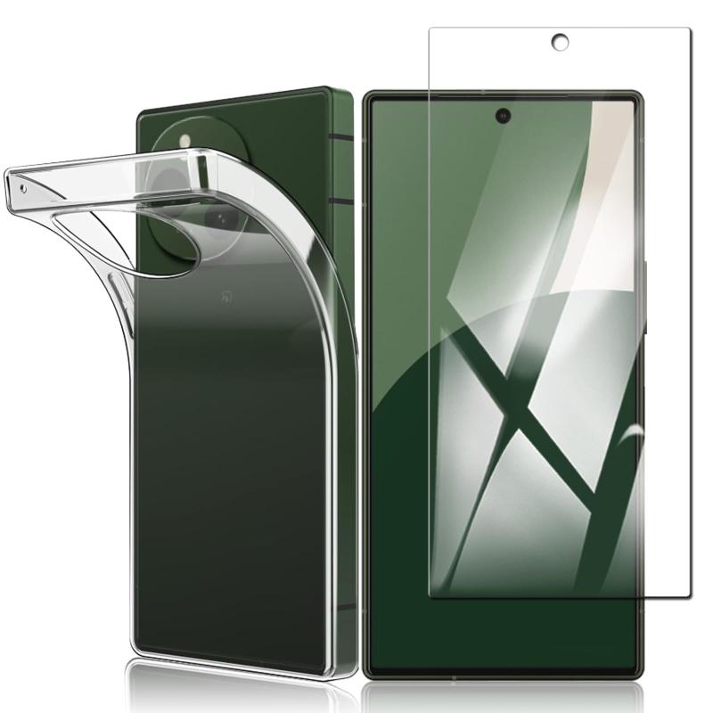 Aquos R9 フィルム+Aquos R9 ケース【日本製-硬度9H】アクオス R9 保護フィルム 耐指紋 撥油性 反射低減 飛散防止処理 Aquos R9 SH-51E 用の ケース 耐衝撃薄型カバー 滑り止め 着脱簡単（1枚ガラスフ【...
