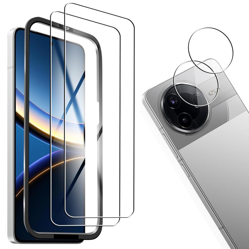【2+2枚】対応 Xiaomi POCO F7 Pro/POCO F7 Ultra ガラスフィルム 2枚 + 対応 シャオミ POCO F7 Pro レンズ保護フィルム 2枚 FOR シャオミ POCO F7 Ultra 用の液晶保護フィル...