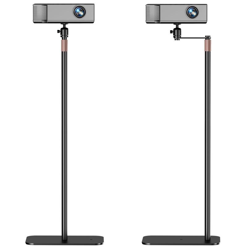 ACCURTEK プロジェクタースタンド 伸縮型 47~125cm高さ調整 360°回転 金属製スタンド 工具不要簡単設置 省スペース スライドレール付き 耐荷重5kg ブラック工具不要の簡単設置：手順で誰でも即設置。工具が不要なストレスフ...