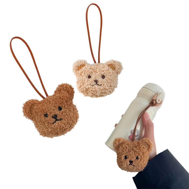 ZHEJIA ネームタグ ネームホルダー タグ 子供 モコモコくま 名前タグ お名前シール代わり 荷物タグ 名前 キーホルダー バッグチャーム ベルト付き トラベル用 紛失防止 取り外し簡単 柔らか【ネームタグ】チャームの裏面には、お子さま...