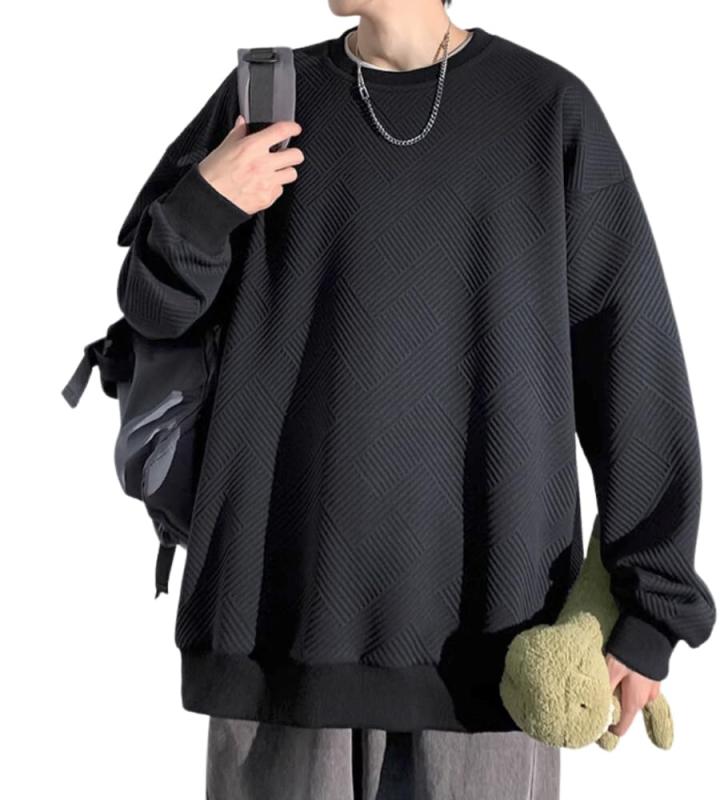 [Poperdision] トレーナー メンズ 秋服 長袖 パーカー ゆったり 大きいサイズ tシャツ かっこいい ビッグシルエット おしゃれ クルーネック 人気 無地 快適 カットソー ストリート めんず 春秋冬【L=日本M】身長の目安:...