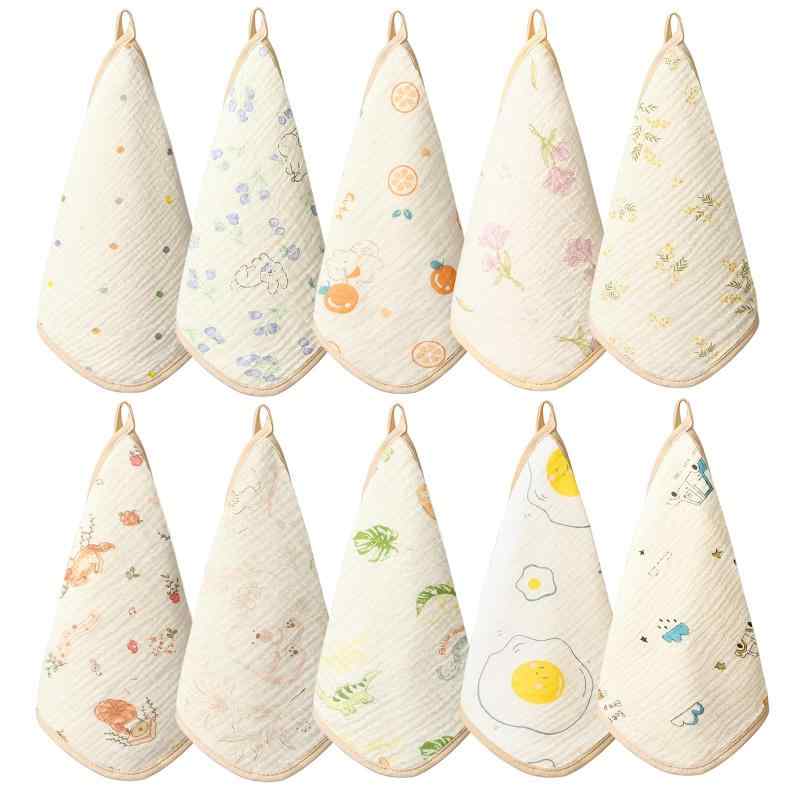 [HOOMCOOM] ガーゼハンカチ ベビー 10枚セット 6層 ガーゼタオル 綿100% ループ付き 25x25cm 名前入 保育園用10枚セットで園生活に十分 洗い替えもラクラク。無蛍光100%コットンで、肌に直接使える安心。使い込むほ...