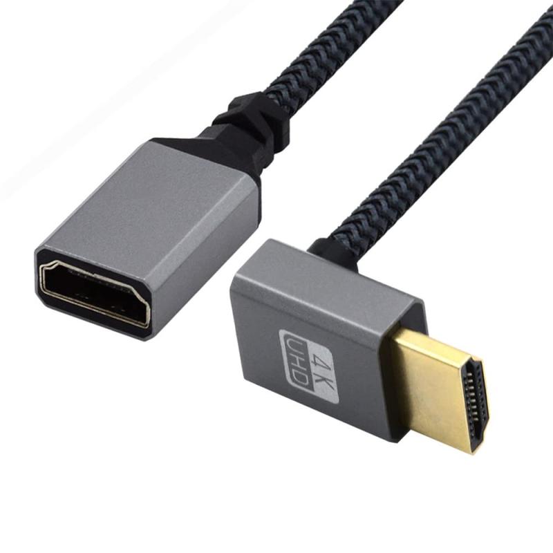 NFHK HDMI 1.4 Type A オス-A メス 延長ケーブル ダウンアングル 90度 HDTV 4K 60hz 3D対応PCI-SIG 12VHPWR H+。12ピン電源端子と側面に4ピン信号端子が含まれ、最大600Wの電力を供給...