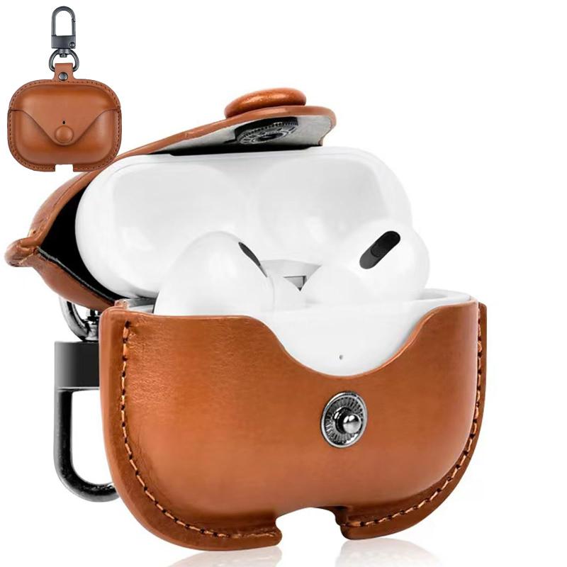 UIUIKA For AirPods Pro 3 用 ケース(2025年9月発売専用)エアーポッズプロ3 ケース PU革 レザー 落下防止 耐衝撃 LEDライト可視 持ち運びに便利(ブラウン)【対応機種】AirPods Pro(2025年9...