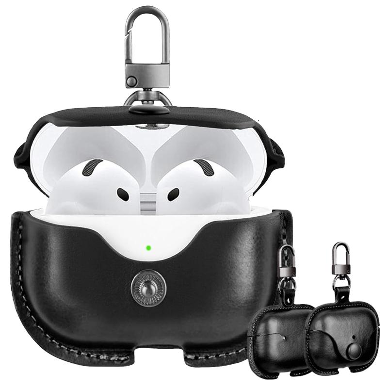 UIUIKA For Airpods 3用 ケース エアーポッズプロ3 ケース PU革 Airpods 3 レザーケース カバー 落下防止 耐衝撃 LEDライト可視 持ち運びに便利(ブラック)【対応機種】Airpods 3のために設計された...