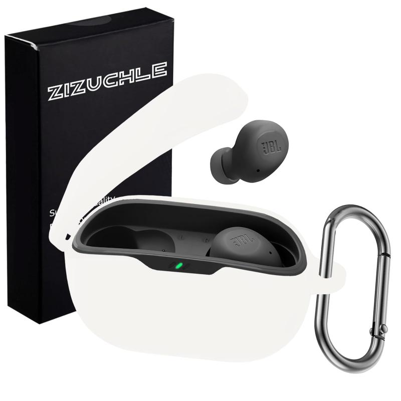 ZHZUCHLE for JBL Wave Buds 2ケース カバー シリコン製 全面保護 落下防止 おしゃれ かわいい キズ防止 耐衝撃 装着充電可能 軽量小型 カラビナ付き JBL Wave Buds 2 カバー(ホワイト)「360°...