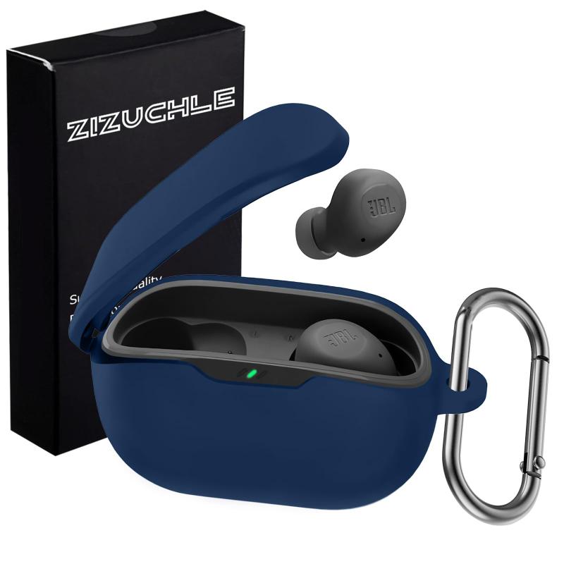 ZHZUCHLE for JBL Wave Buds 2ケース カバー シリコン製 全面保護 落下防止 おしゃれ かわいい キズ防止 耐衝撃 装着充電可能 軽量小型 カラビナ付き JBL Wave Buds 2 カバー(ブルー)「360°フ...