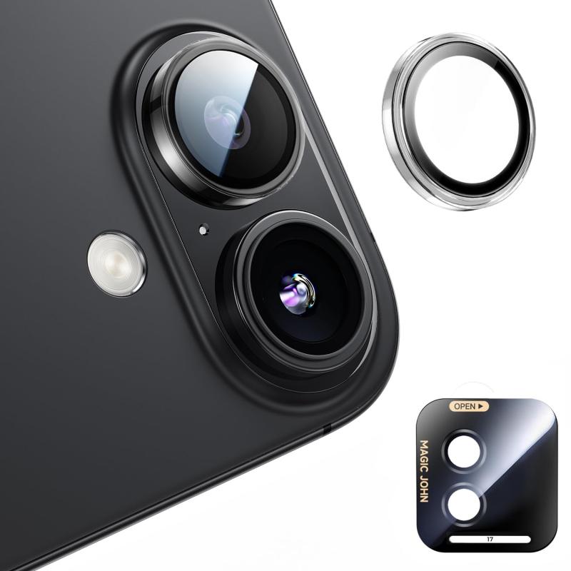 MAGIC JOHN カメラフィルム 対応 iPhone 17 カメラ保護【2セット】 ガイド枠付き 貼りやすい 黒縁取り カメラカバー レンズカバー 全面保護 クリア【iPhone 17 専用設計】本品はiPhone 17 専用に開発され...