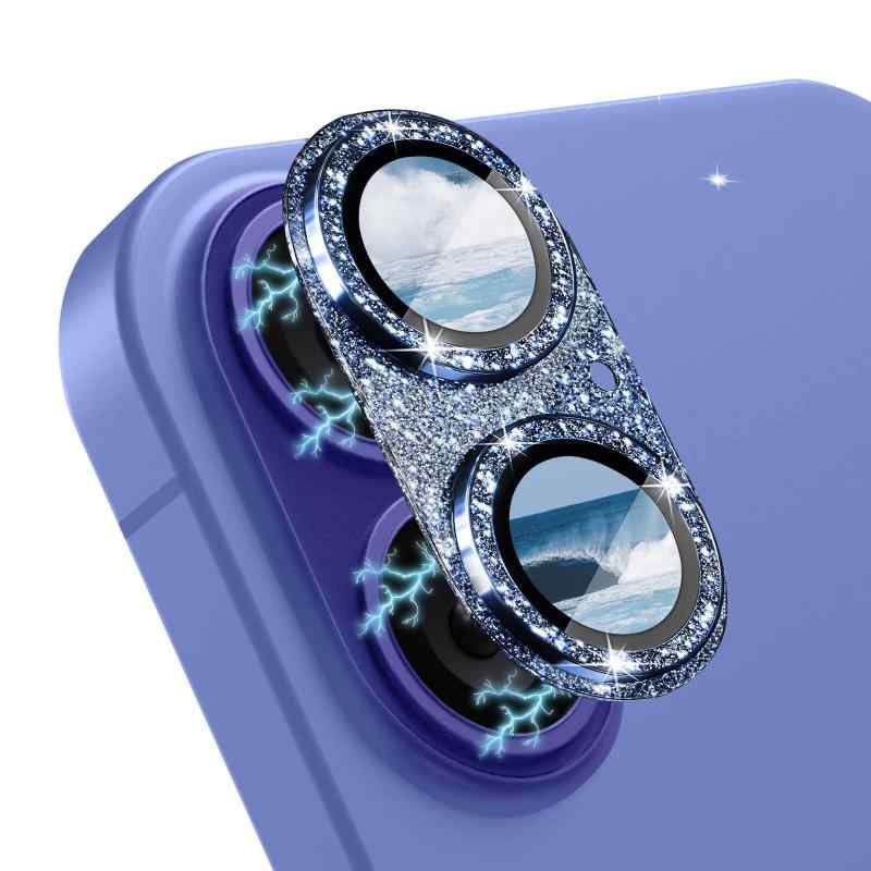 CeiBand ラインストーン カメラフィルム iPhone 16/iPhone 16 Plus 対応 レンズカバー カメラ保護 アルミ合金縁取り+強化ガラス】 キラキラ レンズ保護フィルム 高透過率 露出オーバー防止 全体保護 【最新設計...
