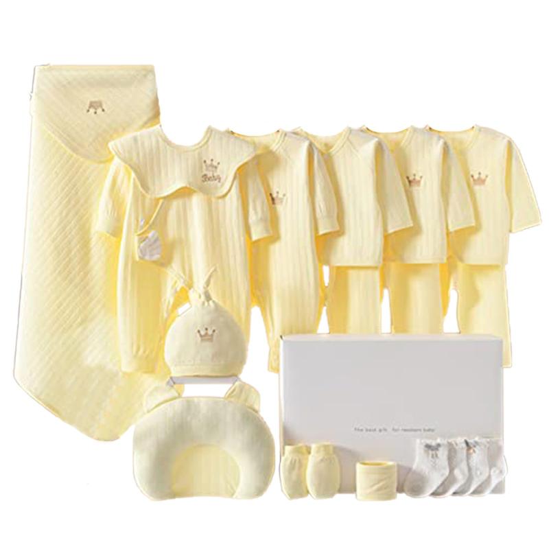 [liweng] ベビー服 出産祝い ギフトセット 新生児用品 ロンパース 赤ちゃん プレゼント 贈り物 女の子 男の子 秋冬用 綿100% 保温 厚手 かわいい 0~1歳 0~3ヶ月 イエロー 20点入り ギフトボックス【20枚セット内容...