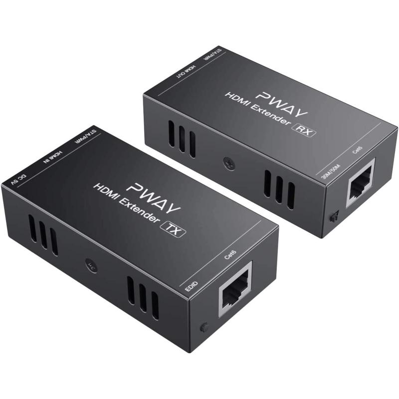 PWAY HDMI エクステンダー 165FT/50M ロスレス伝送 対応Cat5e/6/7 フルHD 1080P サポート 3D EDID One 電源 LAN 変換 エクステンダーLANケーブル PC PS4 対応 ケーシンゲ 監視室 ...
