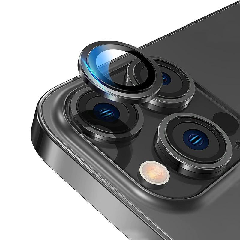 【6枚セット】ILYAML for iPhone12 Pro カメラフィルム iPhone12用カメラフィルム iPhone12 mini 用レンズ保護カバー 薄型 強化ガラス 耐衝撃 独立型 黒縁取り 露出オーバー防止 アルミ合金 アイフ...
