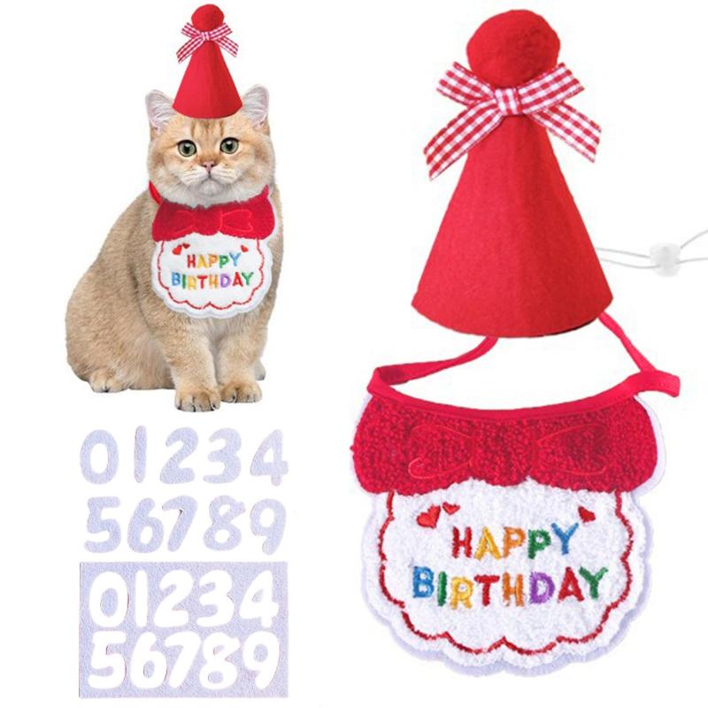 犬 誕生日帽子 バンダナ よだれかけ 2個セット happy birthday 唾液タオル 飾り付け ペット用品 可愛い 猫用 飾り 柔らかく お散歩 食事用 取り付け簡単 おしゃれ 犬 誕生日グッズ 小型犬 (A-レッ【ペット用】新しいペ...