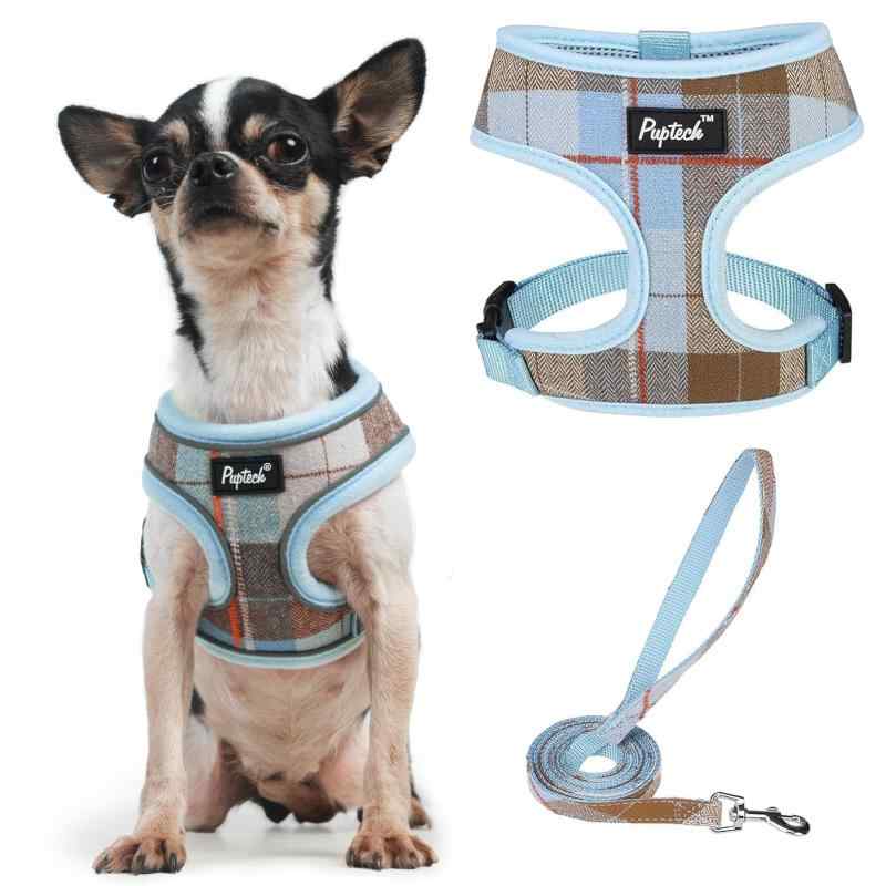 PUPTECK 犬 ハーネス リード セット 犬用 胴輪 はーねす 調節可能 着脱簡単 軽量 メッシュ 通気性 快適 ソフト 反射材付き 引っ張り防止 抜けない 喉に優しい 耐久性 散歩 安全 しつけ用 老犬介🐶【サイズ】：...
