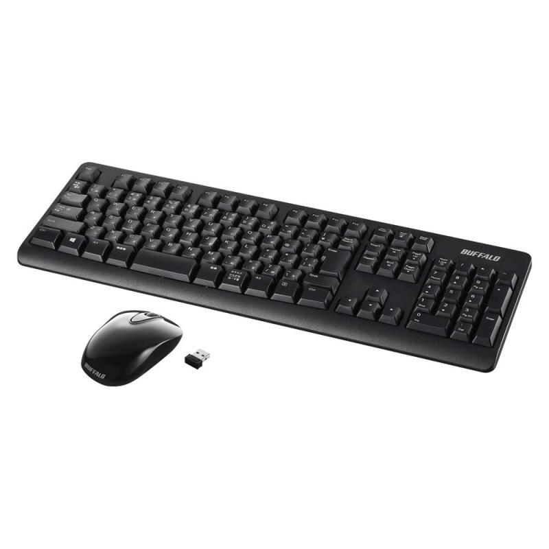 バッファロー BUFFALO ワイヤレス 無線 フルキーボード 静音マウス セット 高耐久 電池長持ち リモート テレワーク 疲れにくいデザイン 簡単接続 安心サポート BSKBW125SBK【ワイヤレスキーボード&amp;マウスセット 1...