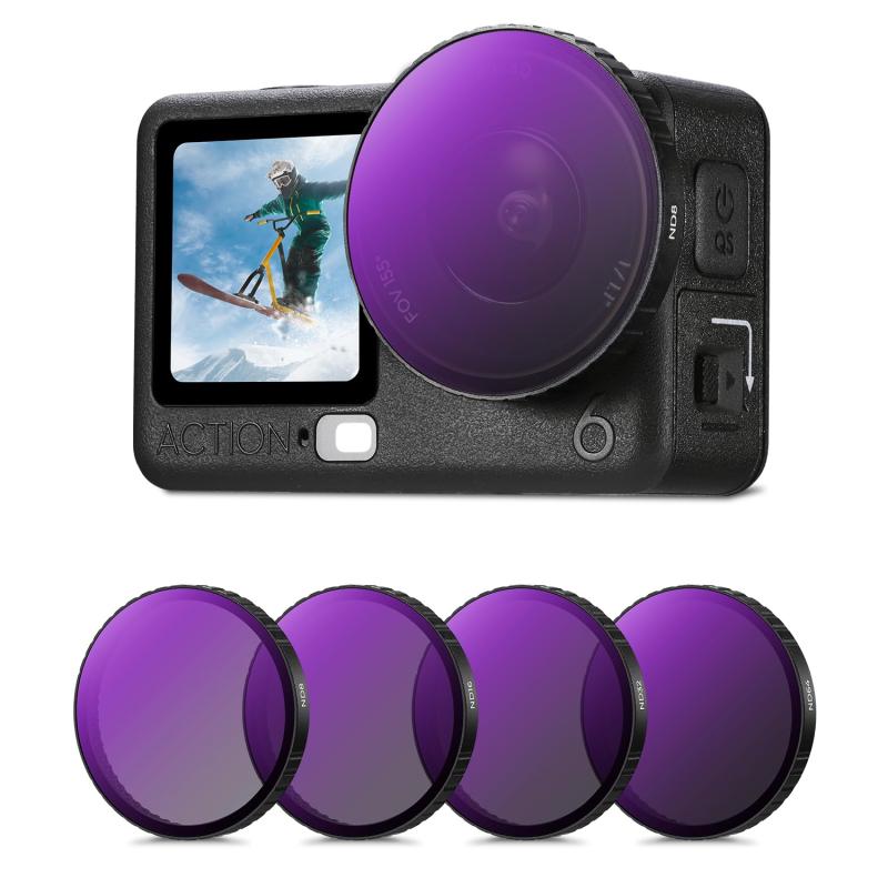 K&amp;F CONCEPT OSMO ACTION6 用 フィルターセット（ND8+ND16+ND32+ND64）光量調整 レンズ保護 光学ガラス 高透過率 プロテクトフィルタ 28層ナノコーティング 撥水防汚 装着簡単 はめ込む式【N...