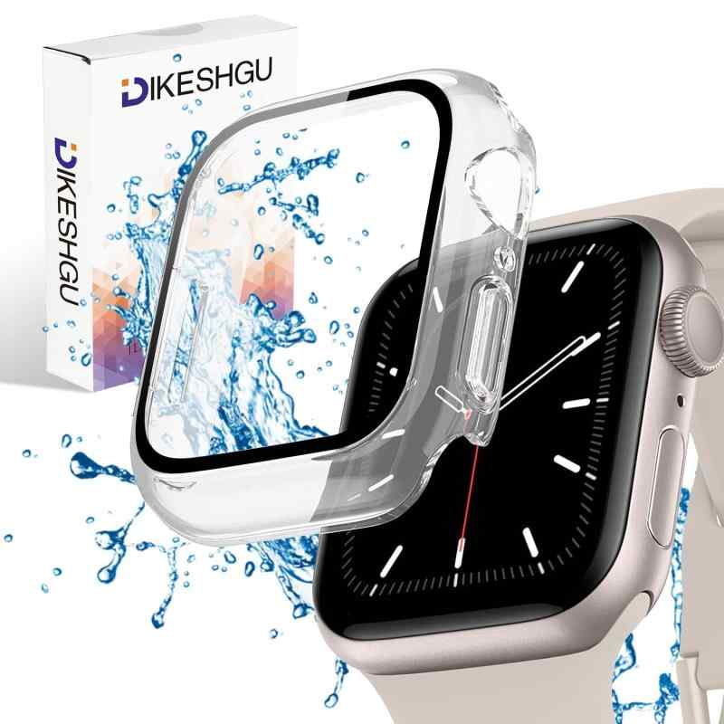 DIKESHGU for Apple Watch防水ケース Series6/SE3/SE2/SE/5/4 44mm/40mm アップルウォッチ保護カバー ガラスフィルム 一体型 PC素材 タッチ感良好 全面保護 装着簡単 耐衝撃 高透過率 ...