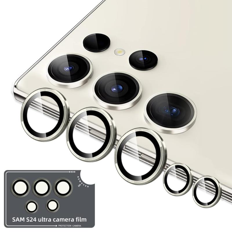 Kakuki for Galaxy S24 Ultra 用 カメラフィルム [Kakuki] ギャラクシーS24ウルトラ (SC-52E / SCG26) カメラ保護フィルム 薄型 強化ガラス 耐衝撃 独立型 露出オーバー防止 アルミ合金 ...