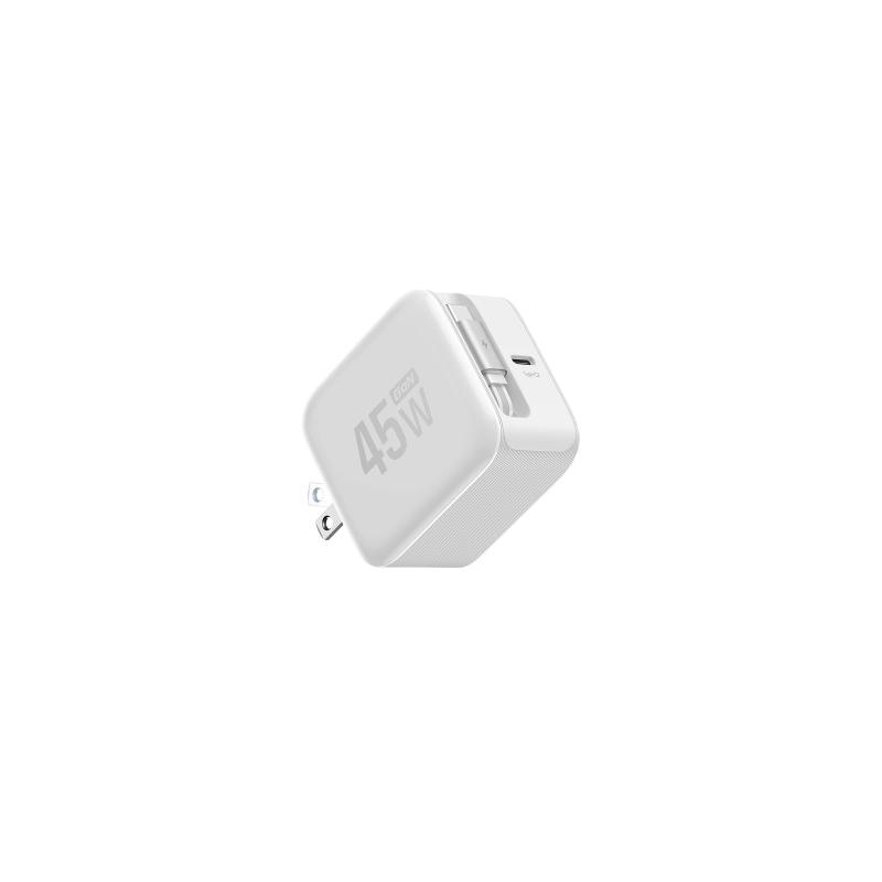 EcoFlow RAPID 45W GaN急速充電器 【70cmUSB-Cケーブル内蔵/折りたたみ式プラグ/一体型/2台まとめ同時充電/コンパクト設計/iPhone、iPad、Android、Switch、ノートPC 対応) （ホワイト）A...
