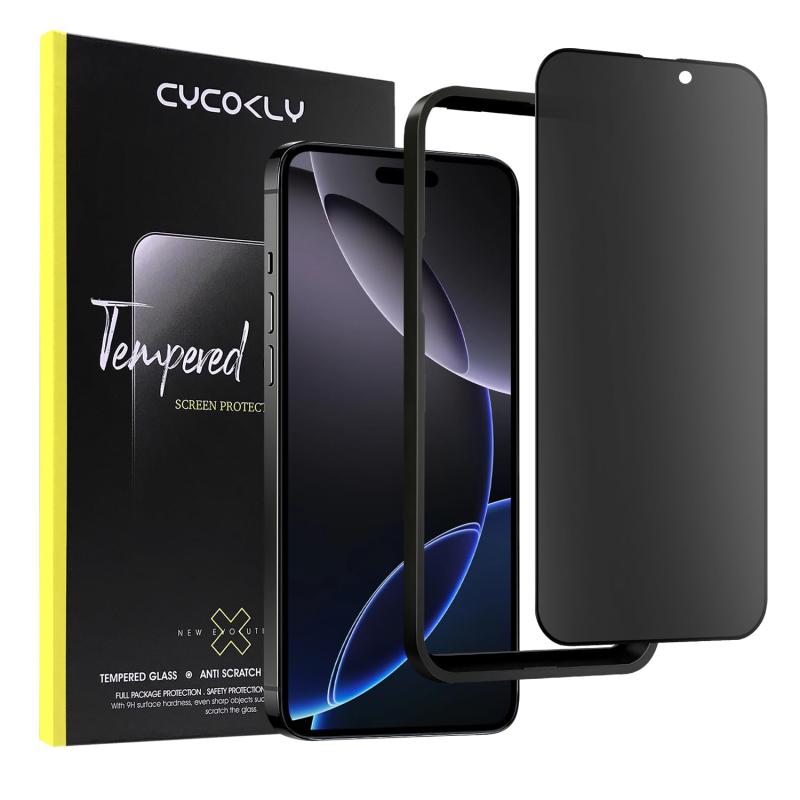 CYCOKLY iPhone 17/ 16 Pro用 ガラスフィルム 覗き見防止 アンチグレア 強化ガラス 液晶保護フィルム サラサラ感 ガイド枠付き（6.3インチ）【対応機種】iPhone 16 Pro（6.3インチ）2024【日本製素材...