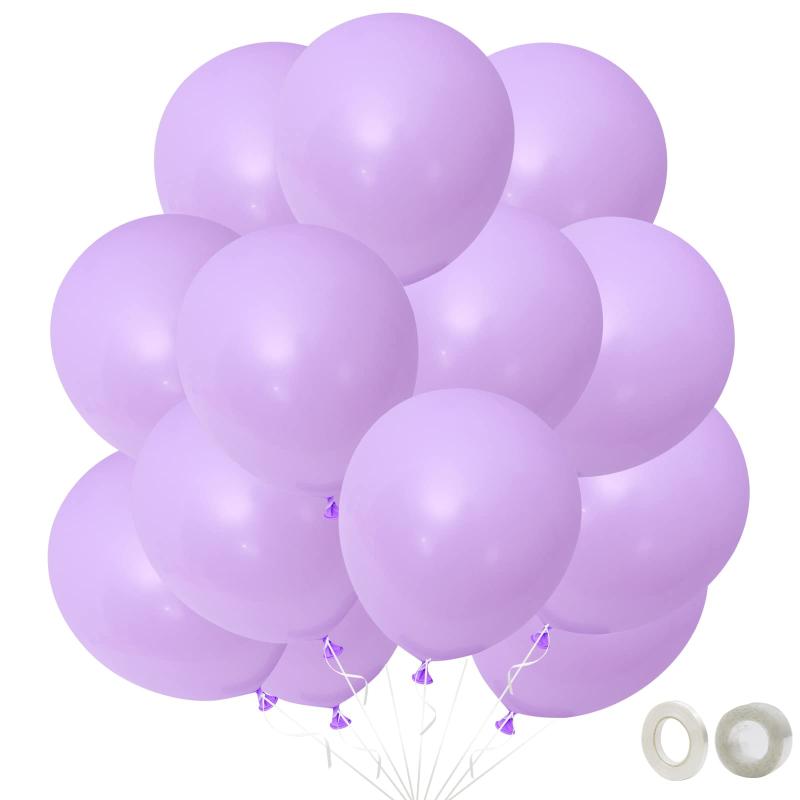BTZO バルーン 風船 60個入 10インチ ラウンド マカロンカラー ゴム風船 パステルマット 飾り付け 誕生日 結婚式 店舗装飾 パーティー 運動会 文化祭 バルーンアート 単色 パープルポピュラーなラウンド風船60個入りの単色パック...