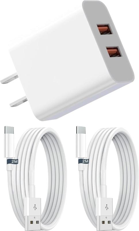 USB 充電器 iPhoneタイプ対応 スマホUSB電源アダプター USB-A to Type-Cデータケーブル2本（2m×2）付属 12W高出力急速充電でiPhone 17air pro max 16 15 対応、iPad、Android...