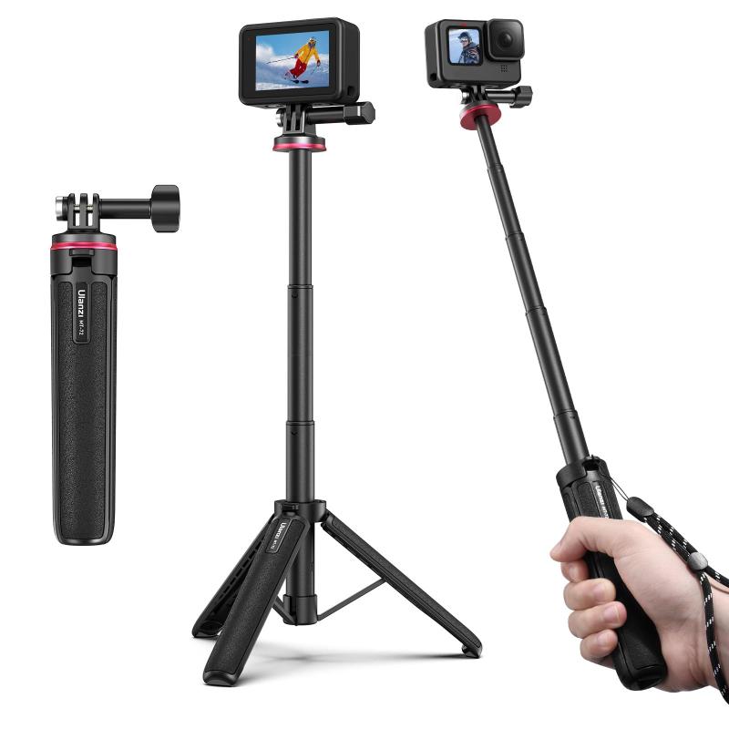 Ulanzi MT-72 GoPro用三脚 自撮り棒 ミニ 4段階伸縮 三脚/一脚兼用 調節可能なトグル付き セルカ棒 軽量 持ち運び便利 GoPro用アクセサリ vlogアクセサリー GoPro Hero10/GoPro 9/8/7/Ma...