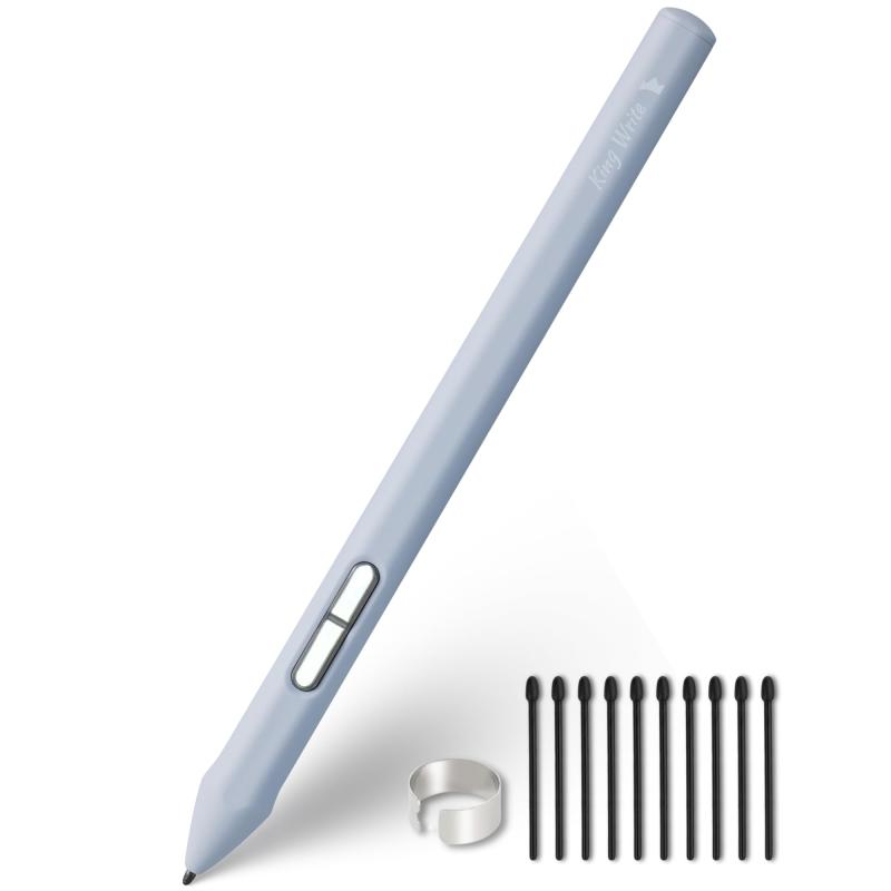 King Write SY05 グレー Galaxy Note | 富士通 Quaderno クアデルノ (Gen.2/Gen.3C) 用EMRスタイラスペン 高精度 最大4096レベル筆圧対応 パームリジェクション対応 消しゴム機能対応「...