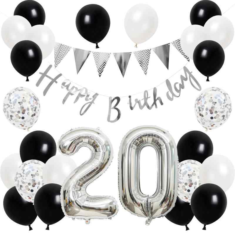 誕生日 バルーン 風船セット 飾り付け 20歳 happy birthday ガーランド バースデー 飾り ハッピーバースデー 大きい数字 紙吹雪風船 パーティー プレゼント サプライズ 大人 男の子 女の子 ブラ20歳の誕生日のお祝いに大...