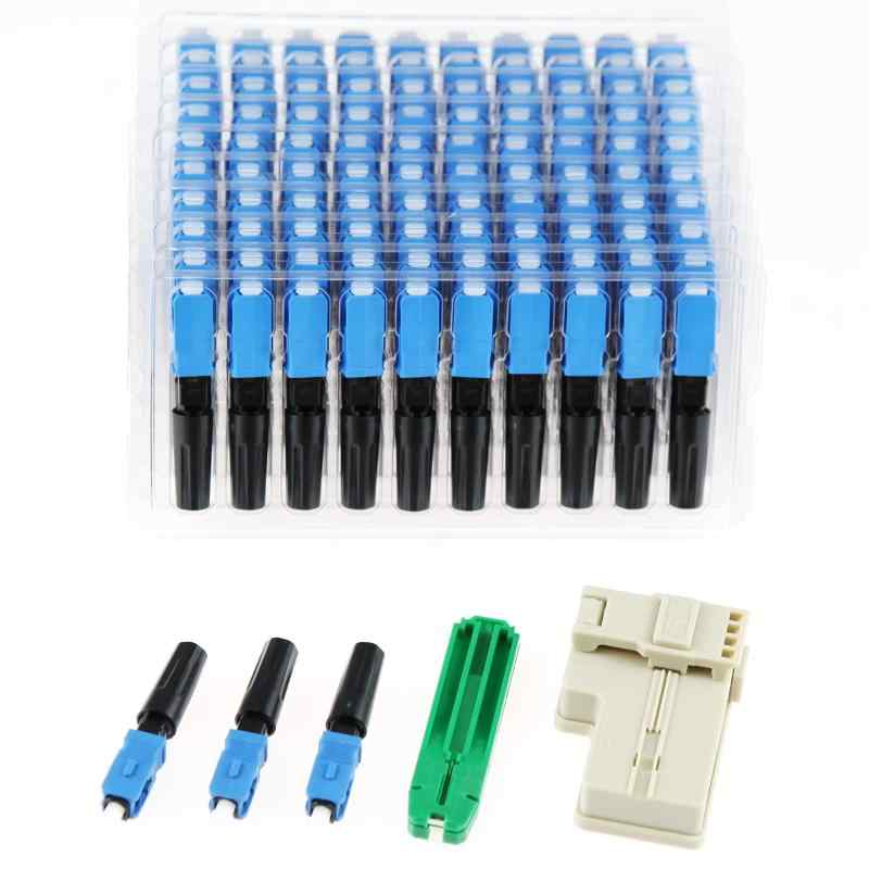 LEITE 10PCS SC UPC 9/125 シングルモード コネクター（切削工具付き）ファイバーコネクタ シングルモード メカニカル スプライス ファスト コネクタ ネットワーク機器用 FTTH CATV アダプターSC UPC 9/...