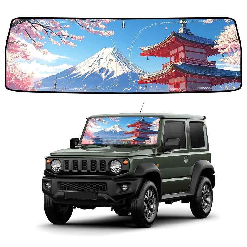 BLUESEATEC ジムニー JB64W ジムニーシエラ JB74W サンシェード フロントガラス 桜柄 JIMNY SIERRA 2018.7〜現行 遮光 断熱 99%UVカット 猛暑対策 厚手 アルミ箔 反射 劣化防止 車内温度上昇抑...
