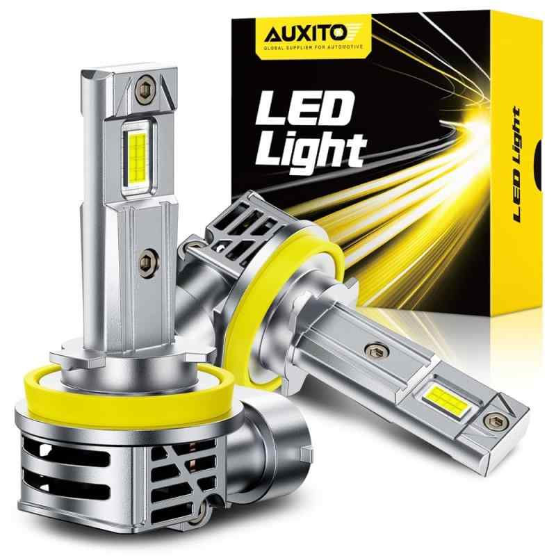 AUXITO H11 LED ヘッドライト 7倍明るさUP 爆光 6500K ホワイト H8 H9 H16 led 車検対応 ほぼ純正サイズ 12V車対応 配線レス 長寿命 静音ファン付け 2個1セット 販売者2年-M6SH11【新世代 H...
