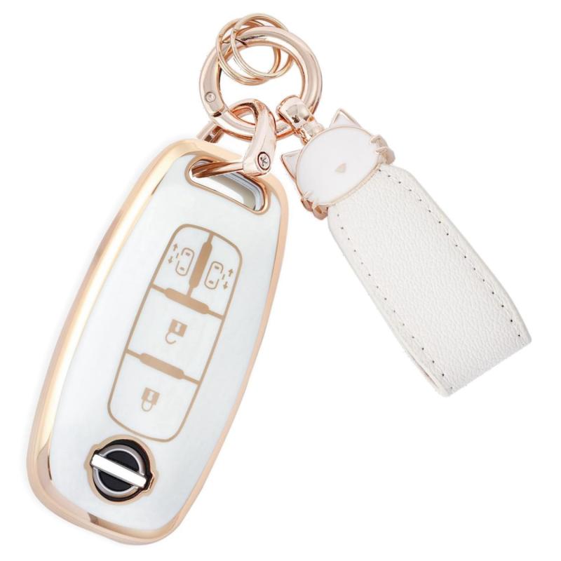 [ZANEKO] 新型セレナ キーケース 適合日産 SERENA C28系 新型ルークス プロパイロット e-POWERキーカバー 両側スライドドア (猫、ホワイト)【適応車種】適合日産新型 セレナ C28(SERENA C28 )・新型ル...