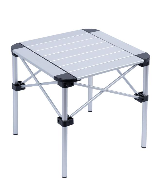 【iClimb（アィクライム）】 キャンプテーブル アルミロールテーブル 足元ゆったり ダブルロック構造 耐荷重80kg 軽量 折りたたみ 収納袋付き Sサイズ 40×40×40cm 1～2人用 約1.5kg シルバー【ぐらつきを抑えた超安...