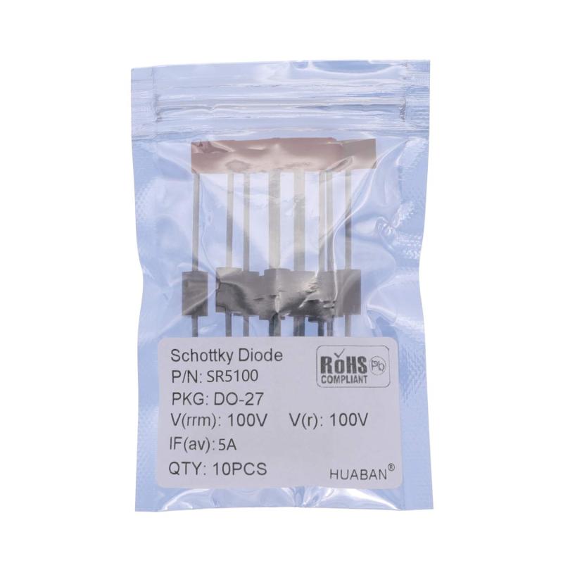 HUABAN 10PCS SR5100 (SB5100) ショットキーバリアダイオード 5A 100V DO-201AD (DO-27) Axial 5 Amp 100 Volt製品タイプ：ショットキーダイオード部品番号: SR5100鉛フ...