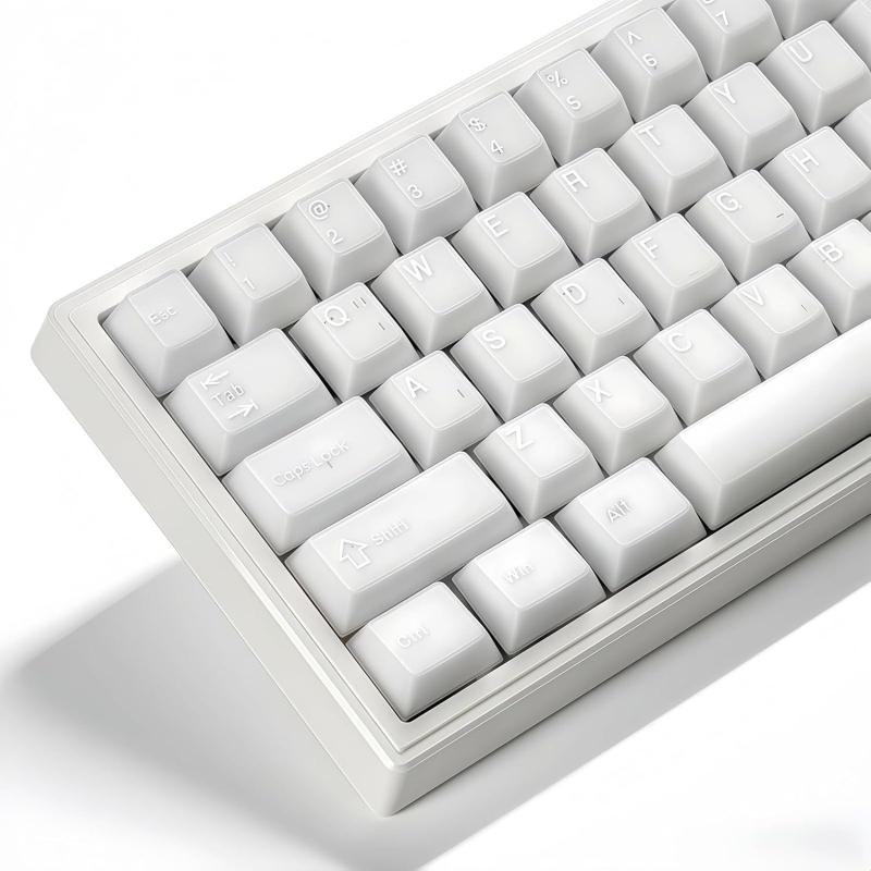 キーキャップ Womier ホワイトジェイド PBT ダブルショット キーキャップセット, セラミックチェリープロファイル, 121キー, メカニカルキーボード対応, US配列, 60%/65%/75%/TKL/96%/100%互換【耐久性...