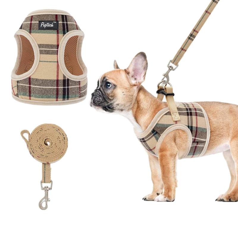 PUPTECK 犬 ハーネス リード セット 胴輪 抜けない サイズ調整可能 軽量 通気性 ソフト 柔らかい 快適 着脱簡単 喉に優しい 引っ張り防止 耐久性 散歩 安全 介護 しつけ 可愛い おしゃれ 小型犬【サイズ】：「XSサイズ：胸周...
