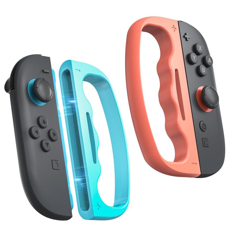 Switch2 Joy-Con用 フィットボクシング グリップ｜超軽量19g・傷防止マグネット固定｜シンプル＆コンパクト設計｜女性やお子様に最適 (ライトレッドッド＆ライトブルー)【わずか19gの超軽量設計】 長時間のプレイでも手首に負担を...
