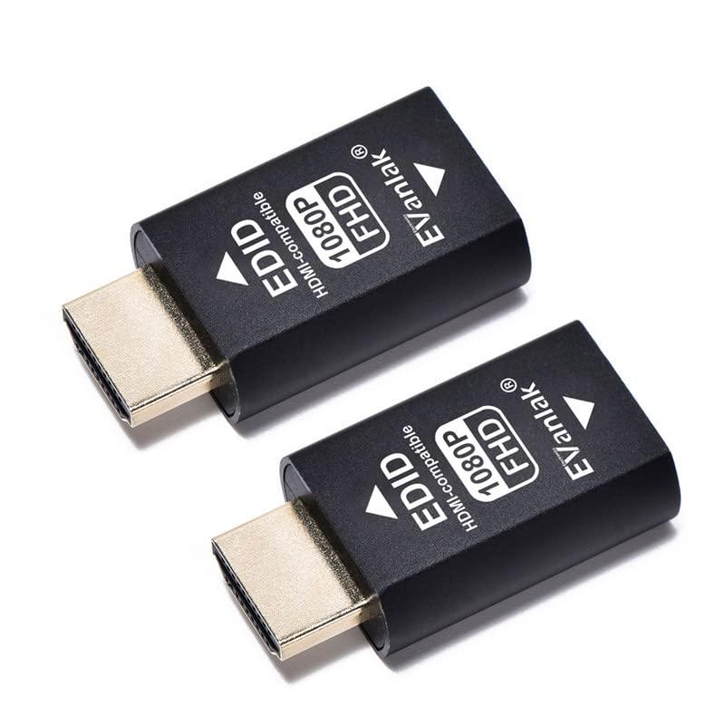 EVanlak(イヴァンラック) 第3世代 HDMI EDIDエミュレーター パススルー エミュレーターアダプター不要 Mac ThunderboltからHDMIスイッチ/エクステンダー/AVレシーバー/ビデオスプリッターに対応 1920X...