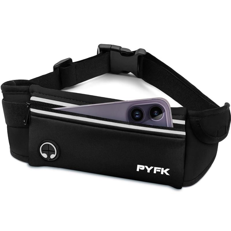 PYFK ランニングポーチ 軽量 防水 揺れない ウエストポーチ iPhone スマホ対応 ランニング ポーチ 薄型 おしゃれ メンズ レディース (ローズレッド)「スマートフォン収納キーフックで仕分け可能」マジックテープ仕様のサブポケット...