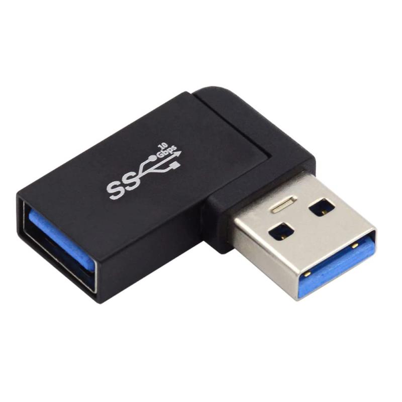 Cablecc USB3.0 延長電源 データ ビデオ オス - メス サポート 10Gbps 90度 アダプター 直角タイプタイト フィット アプリケーションで USB タイプ A ケーブルを接続するために使用LTEアダプター、パワーバン...