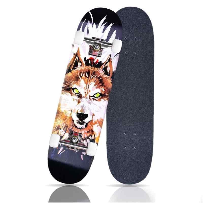 Dganliスケボー 子供 初心者 スケートボード 31x8インチ skateboard コンプリート 完成品 7層カナディアンメープル製 ダブルキック 若者 キッズ こどもの日 誕生日 プレゼント (wolf)【7層のメープルで加工され】...