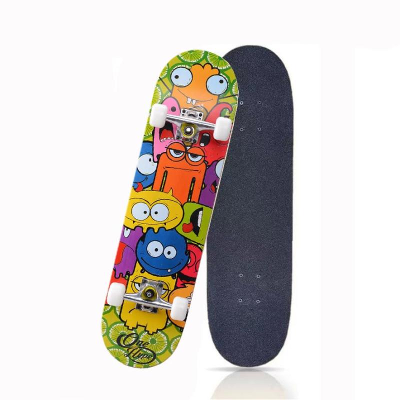 Dganliスケボー 子供 初心者 スケートボード 31x8インチ skateboard コンプリート 完成品 7層カナディアンメープル製 ダブルキック 若者 キッズ こどもの日 誕生日 プレゼント (可愛い以ちゃん)【7層のメープルで加工...