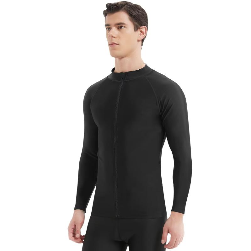 [Rovidorx] ラッシュガード メンズ 長袖 tシャツ 水着 ジップアップ 体型カバー 大きいサイズ uvカット オーバーウェア スイムウェア スポーツ フードなし 日焼け対策 夏服 海 水陸両用 冷感 速【速乾通気・快適】優れた通気...