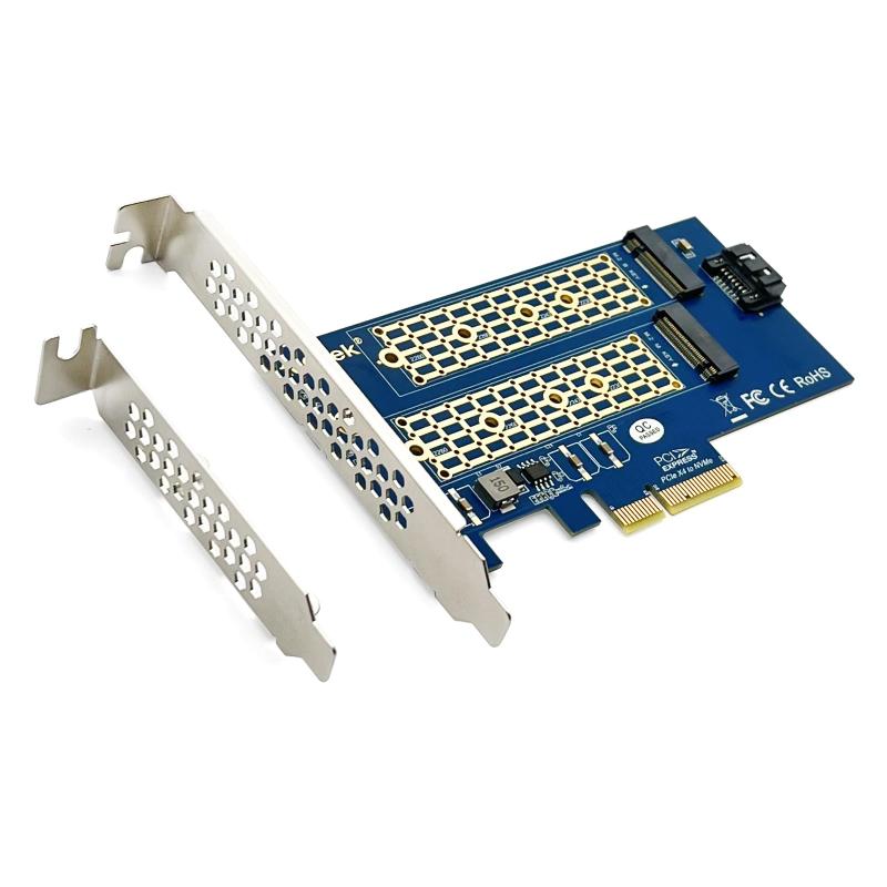 10Gtek 2ポート M.2 NVMe アダプター M-KeyとB-Key, PCIe X4 Gen3. 拡張カード, 増設インターフェースボード, フルハイト/ロープロファイルブラケット付きM.2 SSD アダプターを使用すると、コンピ...
