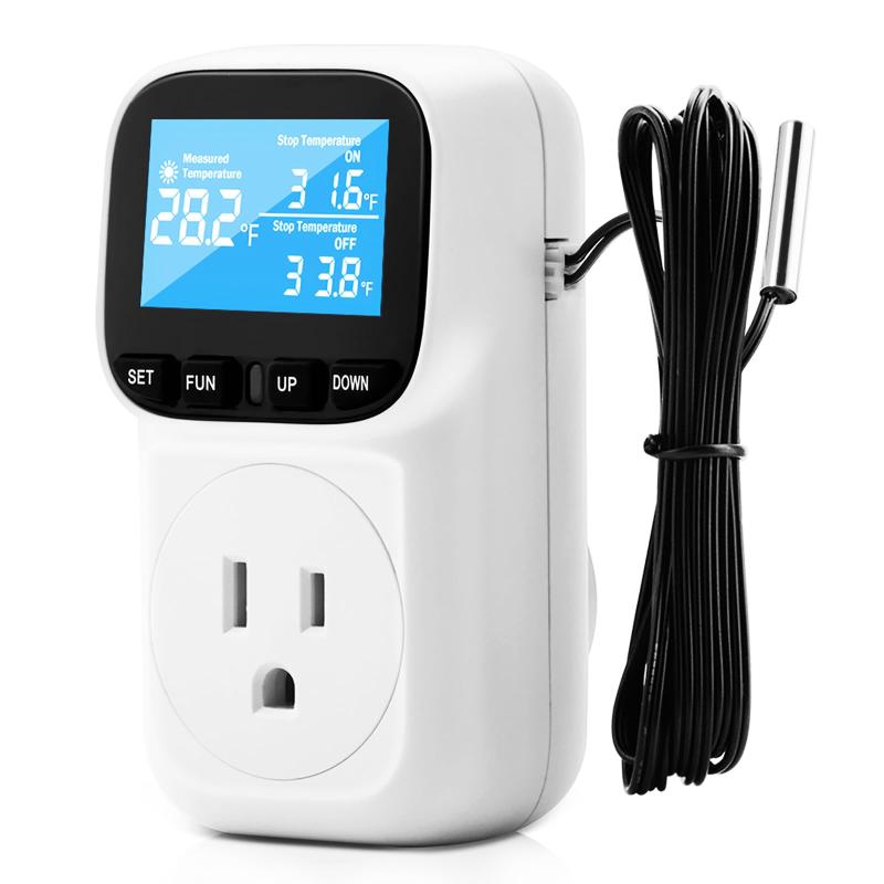 DiyStudio 7つの設定モード 1800W サーモスタット 温度制御ソケット爬虫類 夏の水槽の水温調節 ファン 水槽 サーモスタット 熱帯魚 ヒーター 水槽ヒーターの使用 暖房冷却制御 温度補正 タイマ[水槽 サーモスタット]この温度...