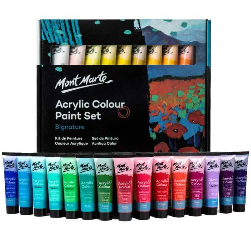 Mont Marte アクリル ペイントセット 36色36ml 素晴らし いセット ファブリック、キャンバス、木製品、レザー、ダンボール、セラミック、紙、MDF、Craftsに最適「36色36ml」このセットには便利で鮮やかな36つの明るい...