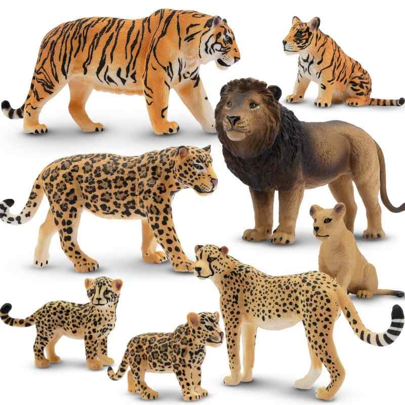 TOYMANY 8PCS野生動物フィギュア 動物フィギュアセット 野生動物家族 ライオン タイガー チーター 子動物 リアルな動物模型 人気動物 玩具 誕生日プレゼント クリスマス 新年 飾り物 コレクシ豊富なセット内容・12PCS入：タイ...