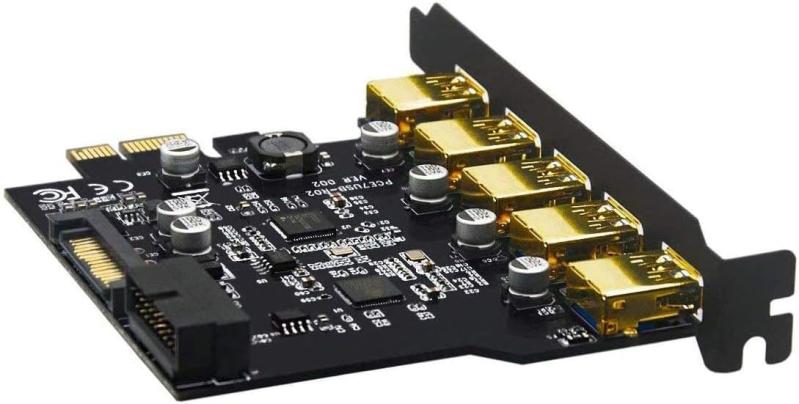 YABOANG PCIe USB3.2 Gen1 拡張カード 5ポート（フロントベイ2ポート内蔵）｜5Gbps高速転送｜Windows 10/8.1/7/XP マルチOS対応[5ポートUSB 3.0拡張カード]---PCI Express ...